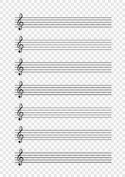 Blank a4 music notes with treble clef Royalty Free Vector