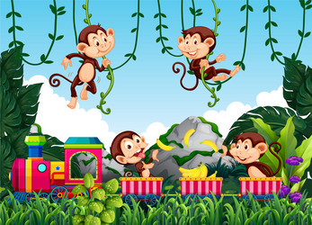 Wild monkey in forest Royalty Free Vector Image