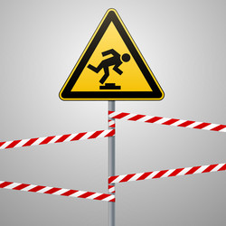 Caution low-noticeable obstacle warning sign Vector Image