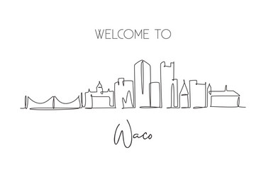 Single continuous line drawing of waco skyline Vector Image