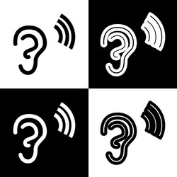 Human anatomy ear sign white icon Royalty Free Vector Image