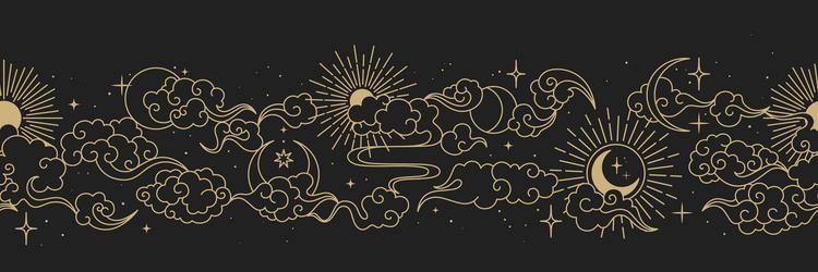 Seamless border with wild plants in moonlight Vector Image