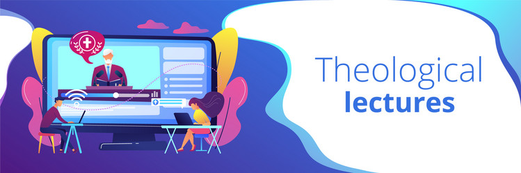 Theological lectures concept banner header Vector Image