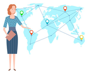 Smiling woman point at head Royalty Free Vector Image