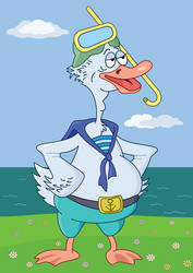 Swimming girl snorkel diver Royalty Free Vector Image