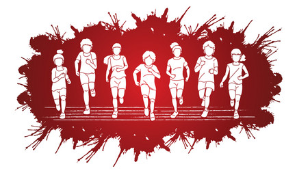 Group children running together cartoon graphic Vector Image