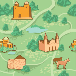 Map with houses road and signs Royalty Free Vector Image