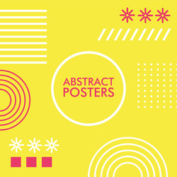 Yellow abstract poster with memphis banner Vector Image