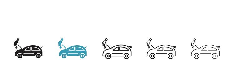 Car breakdown icon set motor repair auto symbol Vector Image
