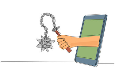 Single continuous line drawing hand holding Vector Image