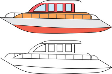 Motor ship coloring book page Royalty Free Vector Image