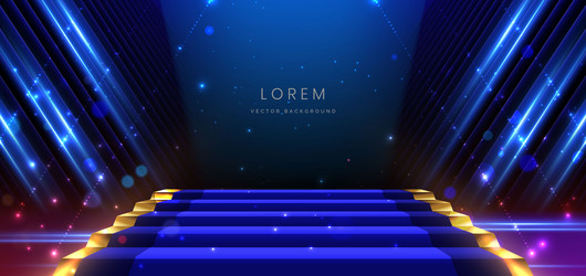 Elegant blue stage background with dot neon Vector Image
