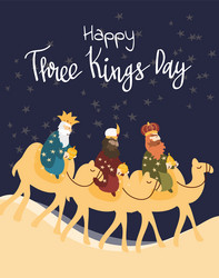 Three kings day celebration handwritten lettering Vector Image