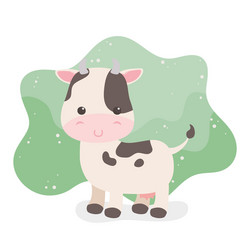 Cute little cow cartoon animal isolated icon Vector Image