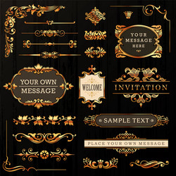 Golden design elements and page decor Royalty Free Vector