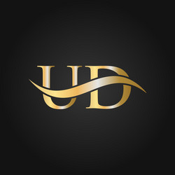 Gold ud letter logo design Royalty Free Vector Image