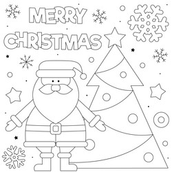 Merry christmas coloring page black and white Vector Image