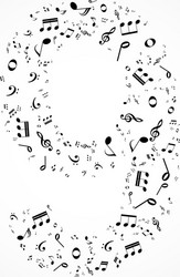Number nine made from music notes Royalty Free Vector Image