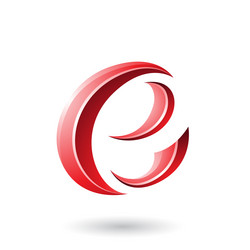 Orange and red glossy crescent shape letter e Vector Image