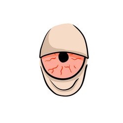 Red hand-drawn eyes problem of insomnia Royalty Free Vector