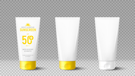 Realistic sunscreen tubes Royalty Free Vector Image