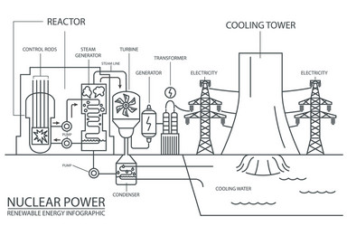Renewable energy infographic nuclear power Vector Image