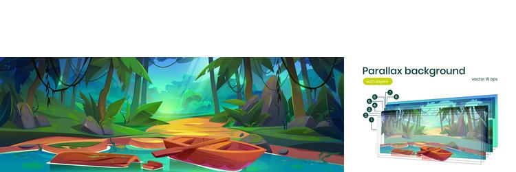 Tropical forest landscape parallax background Vector Image