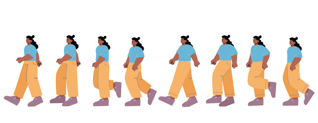 Walk sequence animation woman in motion full Vector Image