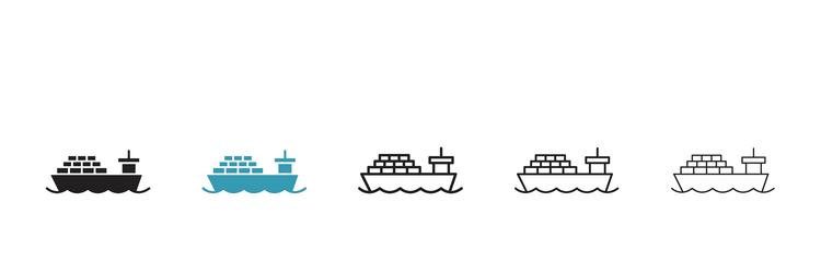Ship icon set cruise cargo container symbol Vector Image