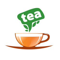Logo splashes in a cup of tea Royalty Free Vector Image