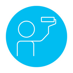 Man painting with roller line icon Royalty Free Vector Image