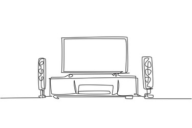 One continuous line drawing of home theater Vector Image