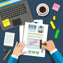 Job interview concept businessman cv resume work Vector Image