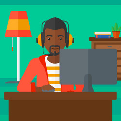 Man playing computer game Royalty Free Vector Image