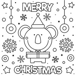 Merry christmas coloring page black and white Vector Image