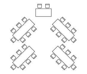 Plan for arranging seats and tables in interior Vector Image