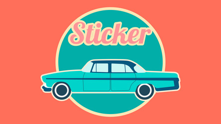 Retro car sticker in a circle front view Vector Image