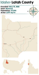 Map latah county in idaho Royalty Free Vector Image