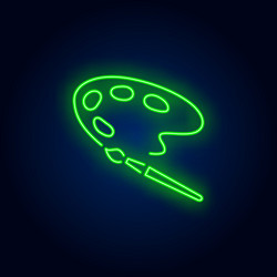 Palette with brush neon sign Royalty Free Vector Image