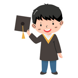 Kid boy cartoon graduation student Royalty Free Vector Image