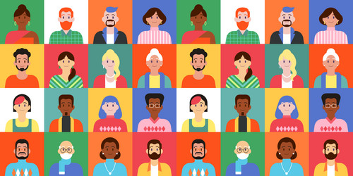 Diverse people geometric modern color community Vector Image