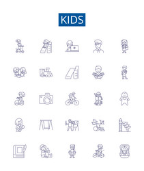 Kids line icons signs set design collection Vector Image