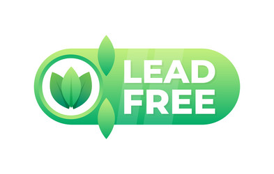 Lead-free certification badge with green leaves Vector Image