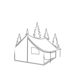 Tree and camp design outline Royalty Free Vector Image