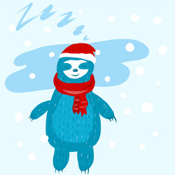 Cartoon cute blue sloth Royalty Free Vector Image