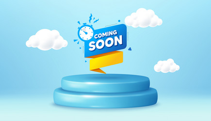 Coming soon tag promotion banner sign speech Vector Image