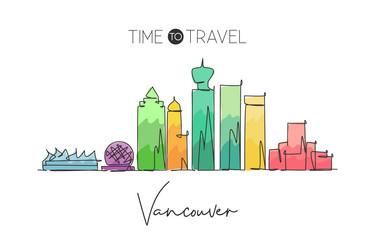 One single line drawing vancouver city skyline Vector Image
