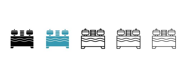 Catering buffet icon set banquet party covered Vector Image