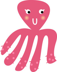 Pink cartoon octopus Royalty Free Vector Image
