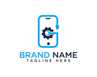 Phone fix and repair service store creative logo Vector Image